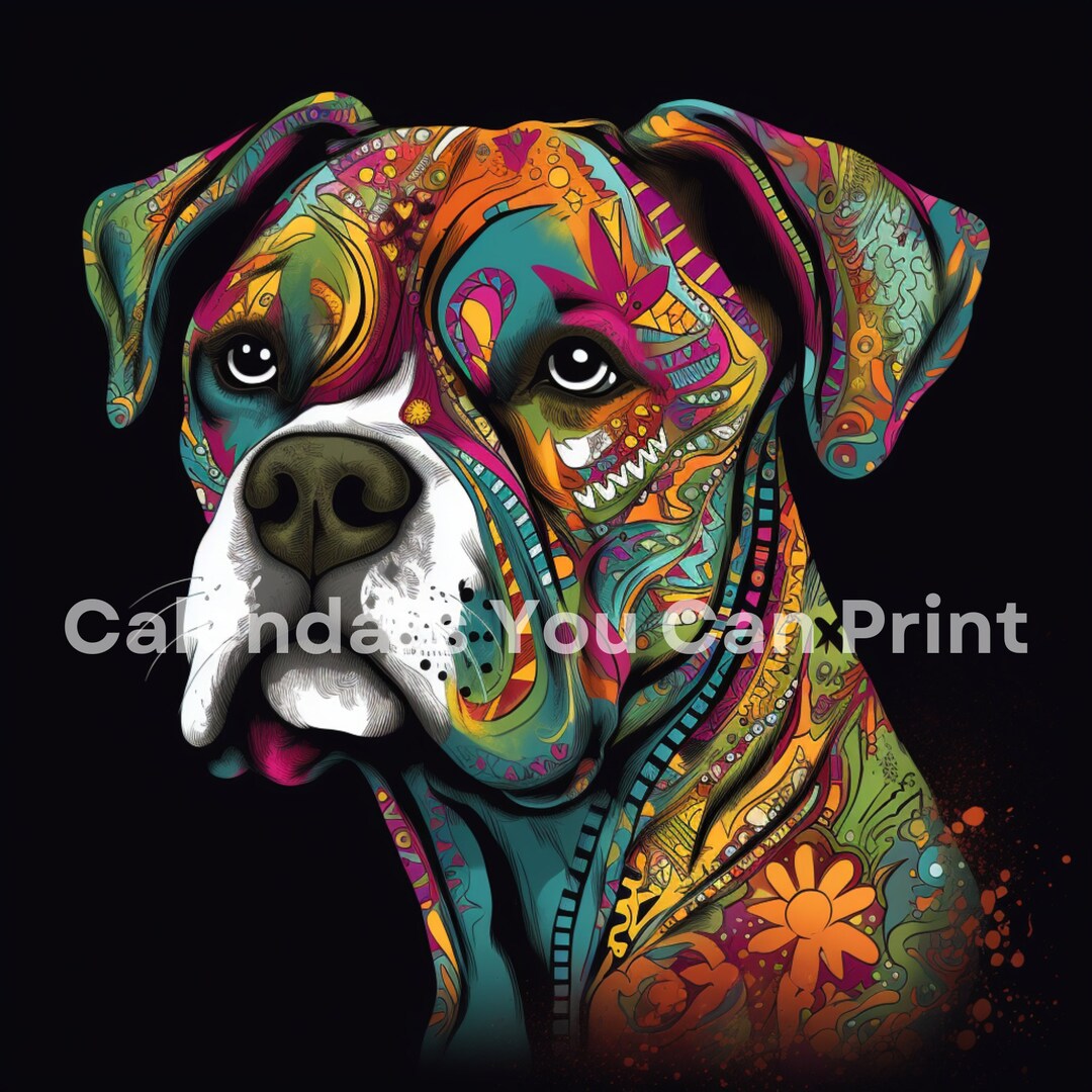 Printable Boxer Calendar - Digital Download (no Year or Dates - You ...