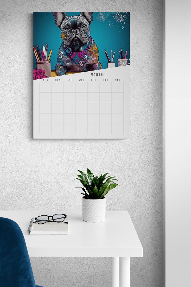 Printable Frenchie Calendar - Digital Download (no Year or Dates - You ...