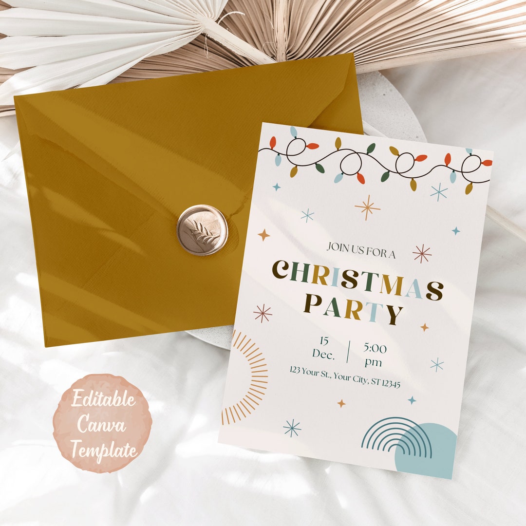 Digital Boho Christmas Party Invitation Boho Christmas Party - Etsy