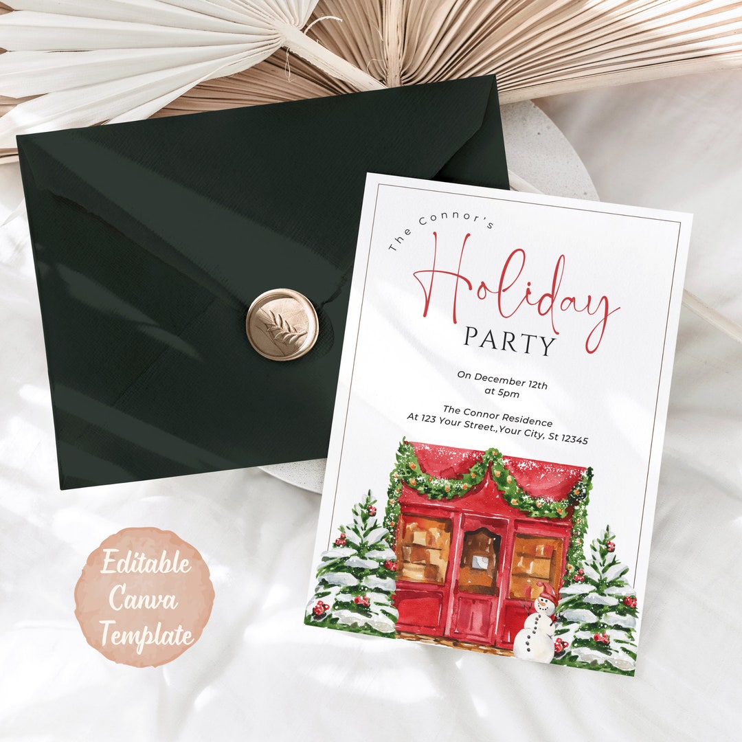 Digital Holiday Party Invitation Modern Holiday Party Invite, Holiday ...