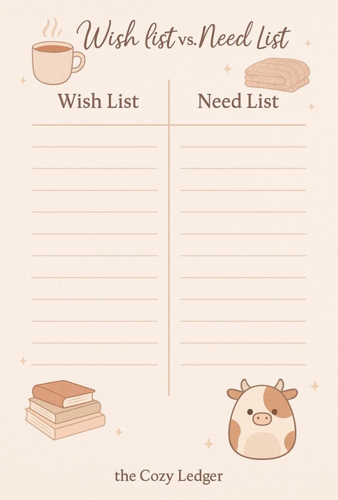 Wish List Vs. Need List - Etsy