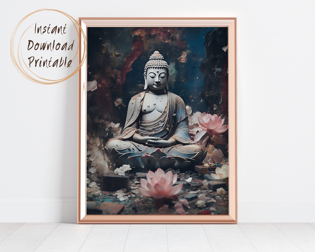 DIGITAL DOWNLOAD - Buddha Lotus Flowers Printable Wall Art, Buddhist ...