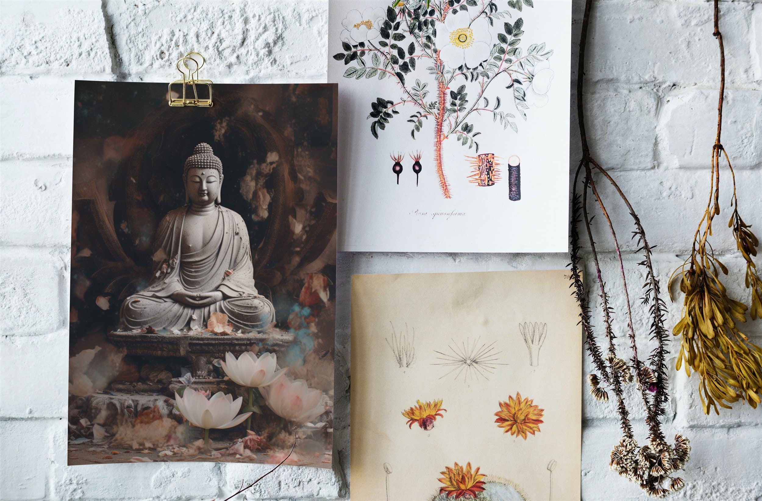 DIGITAL DOWNLOAD - Buddha Floral Printable Wall Art, Buddhist Poster ...