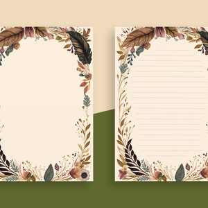 Printable Stationery Papers, Digital Download Boho Floral A4 & US ...