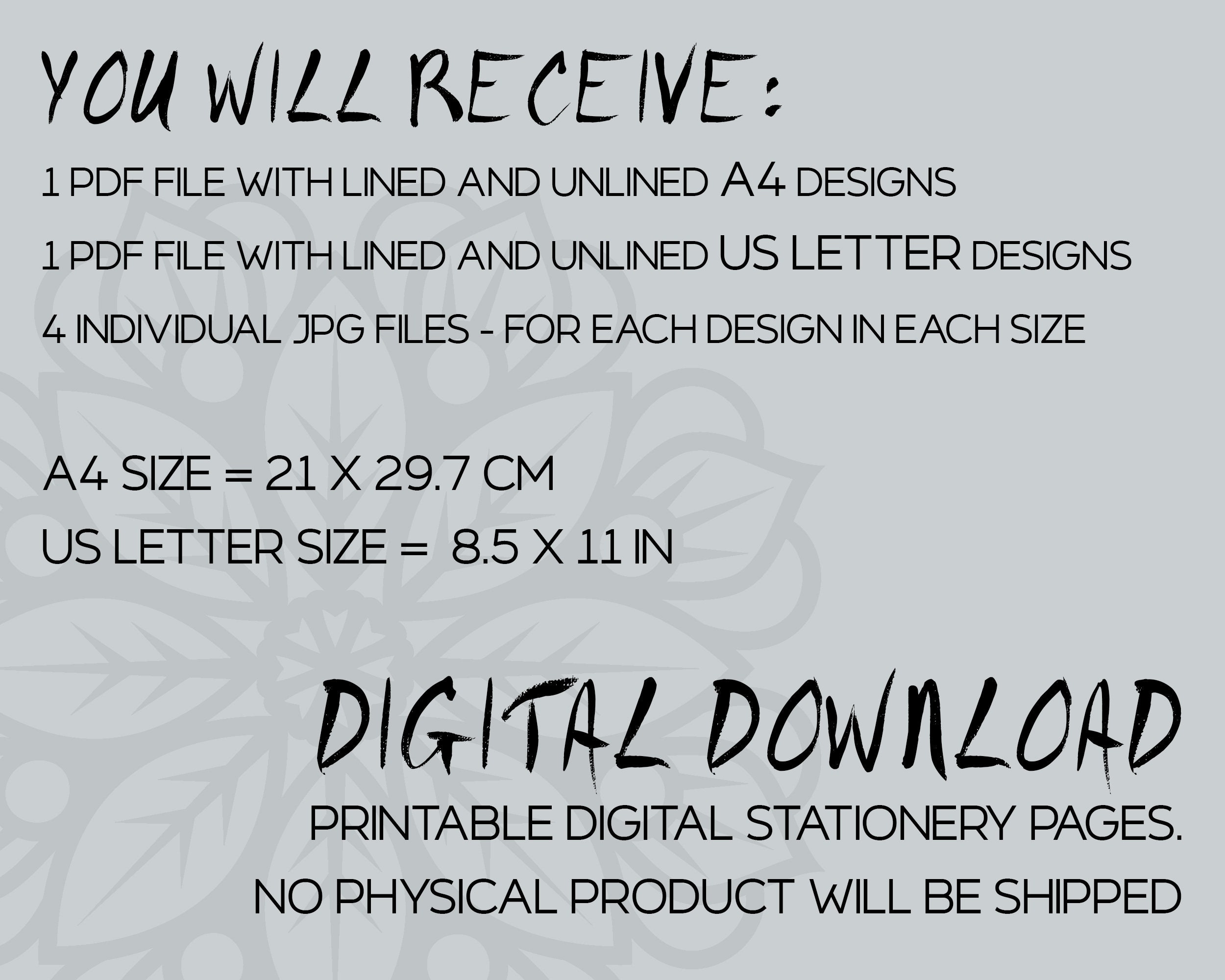 INSTANT DOWNLOAD Stationary Paper Pack, Printable Digital Sheets ...