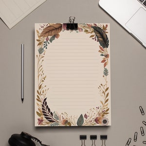 Printable Stationery Papers, Digital Download Boho Floral A4 & US ...