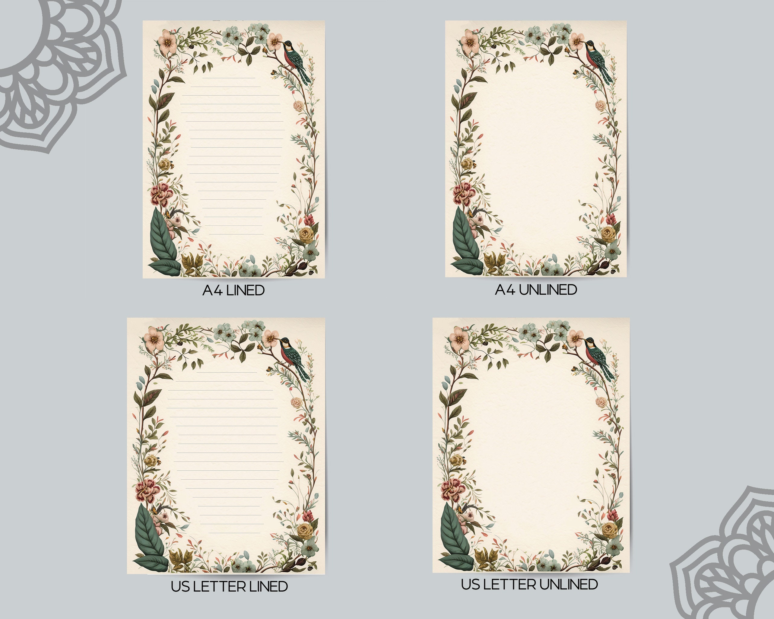 INSTANT DOWNLOAD Stationary Paper Pack, Printable Digital Sheets ...