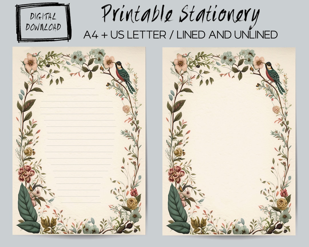 INSTANT DOWNLOAD Stationary Paper Pack, Printable Digital Sheets ...
