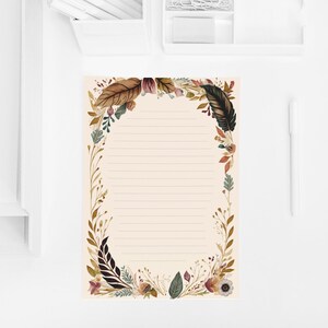 Printable Stationery Papers, Digital Download Boho Floral A4 & US ...
