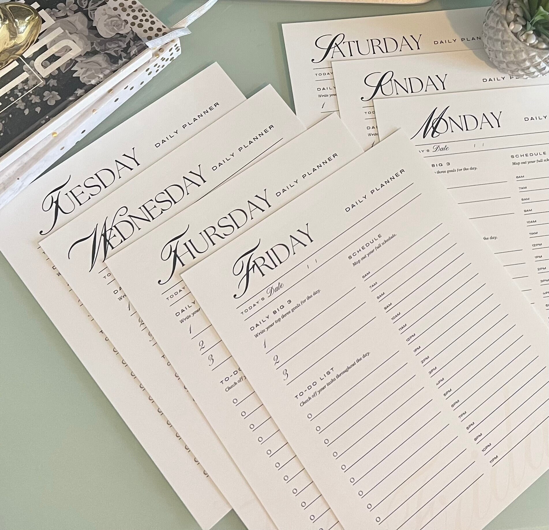 Simple, Elegant, Daily Planner Printable. Template. Weekday Planner PDF ...