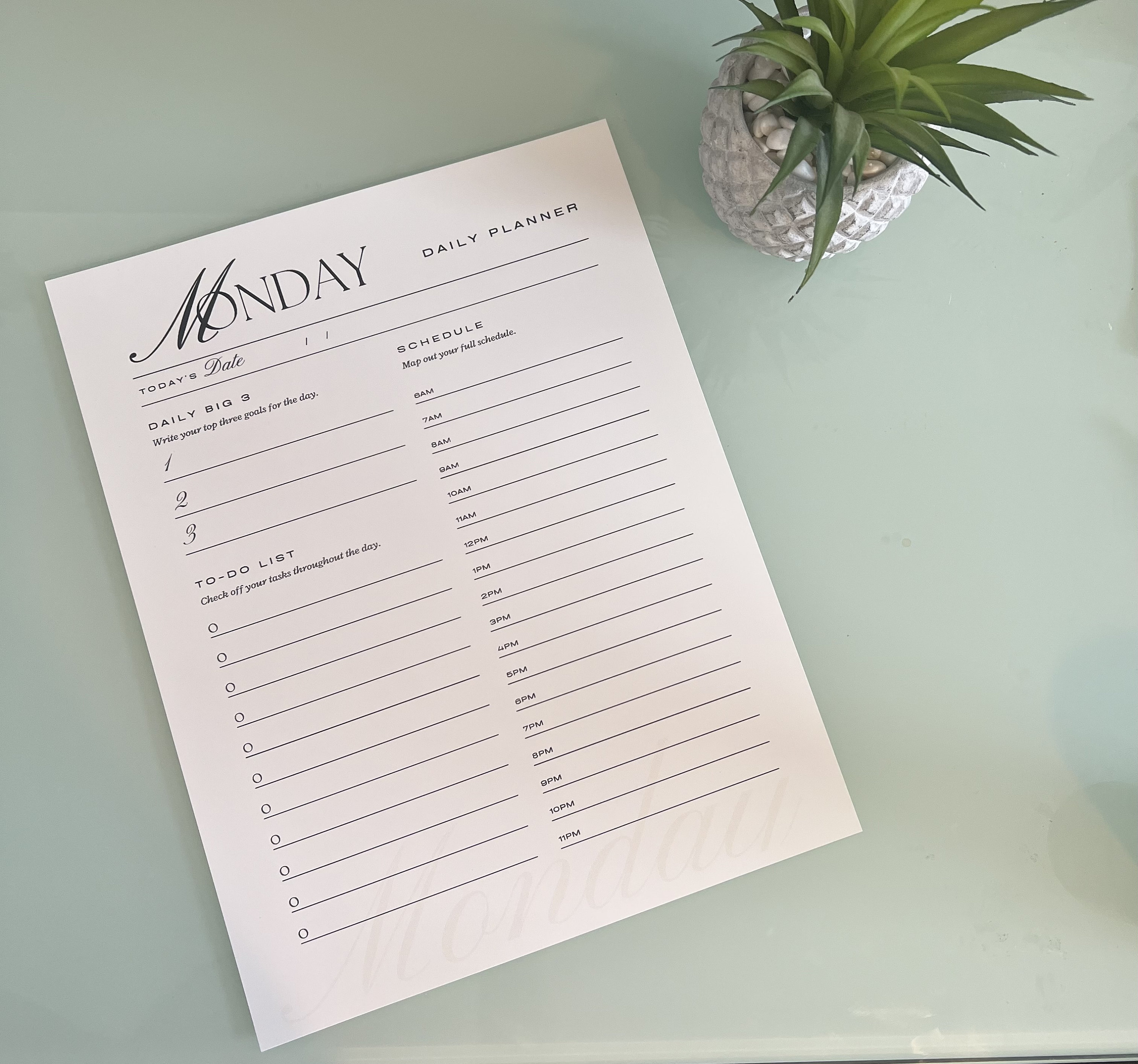 Simple, Elegant, Daily Planner Printable. Template. Weekday Planner PDF ...