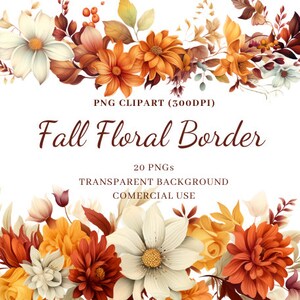 20-fall Floral Border Watercolor Clipart, High Quality PNG, Transparent ...