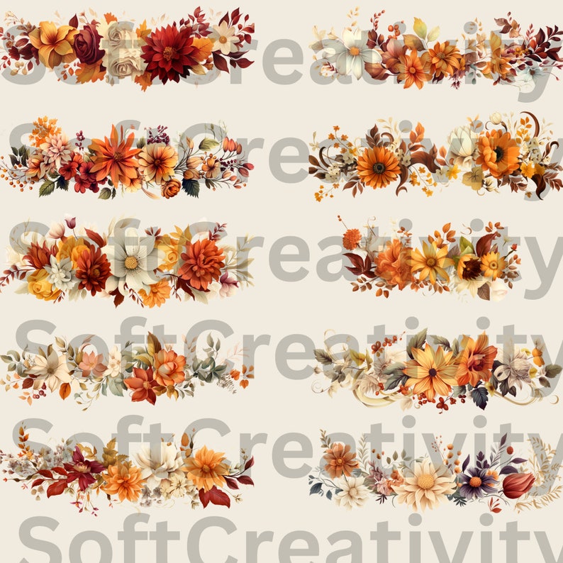 20-fall Floral Border Watercolor Clipart, High Quality PNG, Transparent ...
