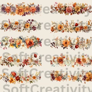 20-fall Floral Border Watercolor Clipart, High Quality PNG, Transparent ...