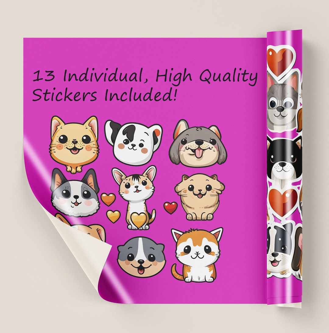 Cartoon Cute Dogs and Cats Design Collection Bundle, Illustration ...