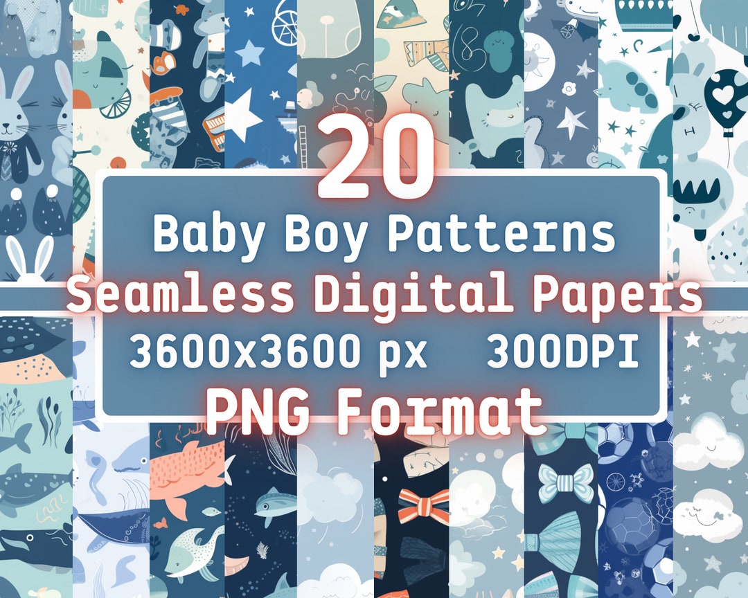 Digital Paper for Babies Seamless Pattern Baby Boy Prints - Etsy