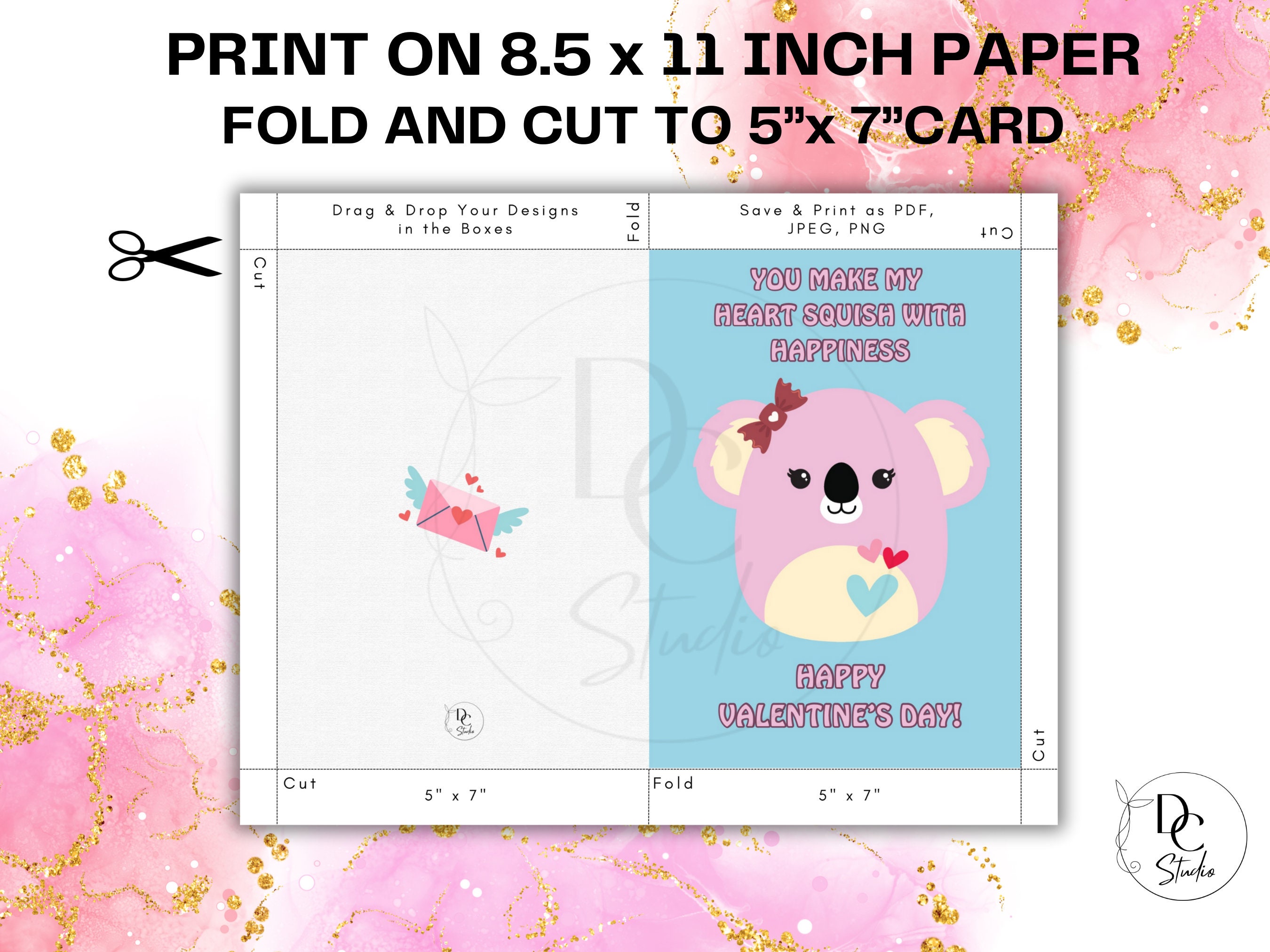 Valentine Squish-mallow Koala Digital Card Printable Valentines Card ...