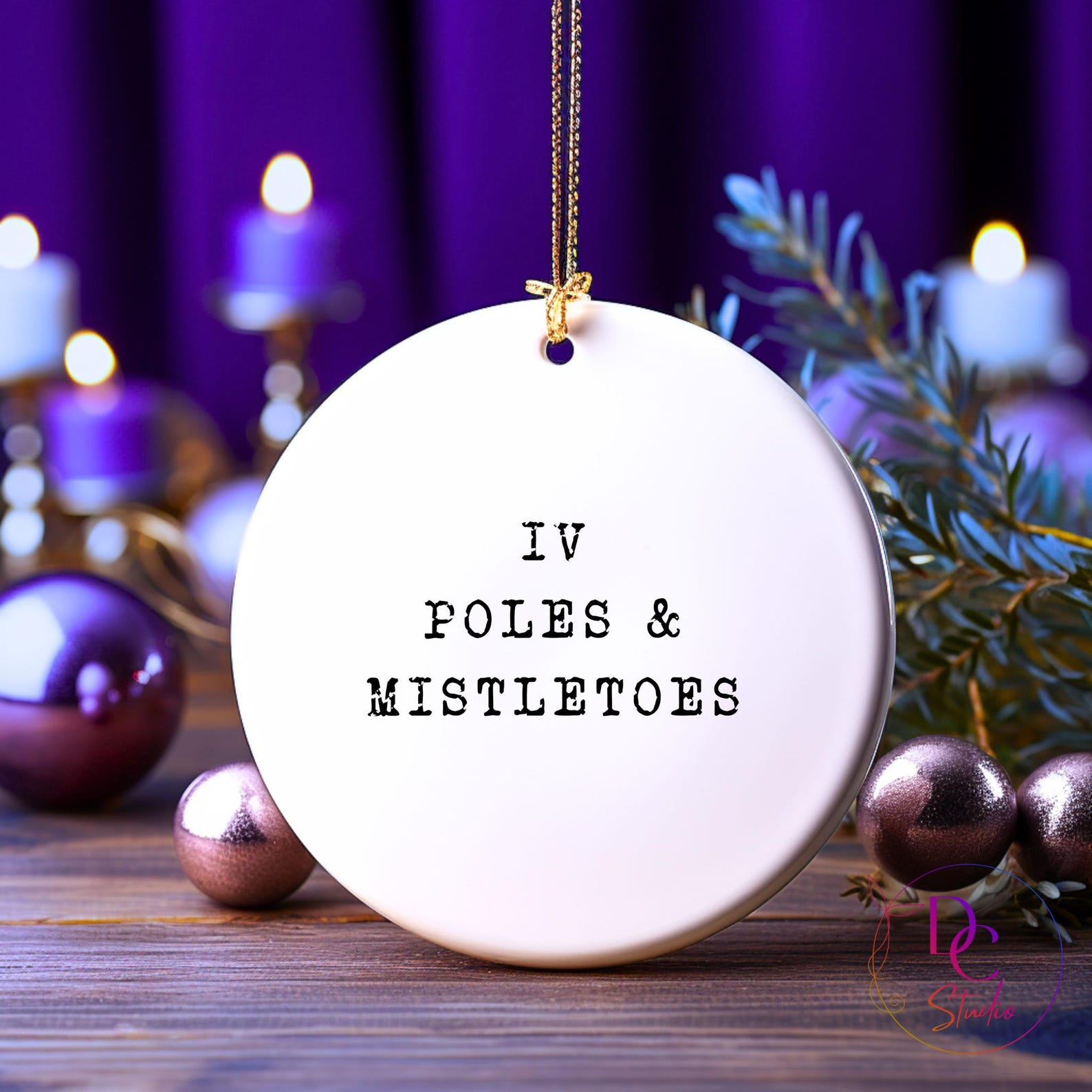 Funny Nurse Christmas Ornament: IV Poles & Mistletoes, Healthcare Gift ...