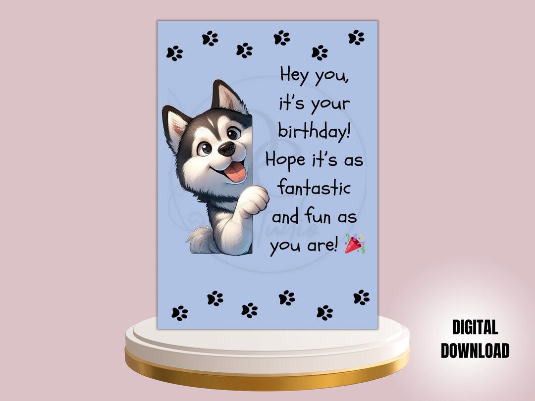 Siberian Husky Birthday Card, Printable Dog Birthday Card, Instant ...