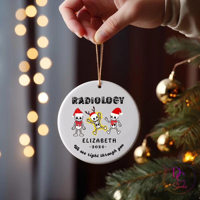 Personalized Radiology Dancing Skeleton Ceramic Christmas Ornament - Etsy
