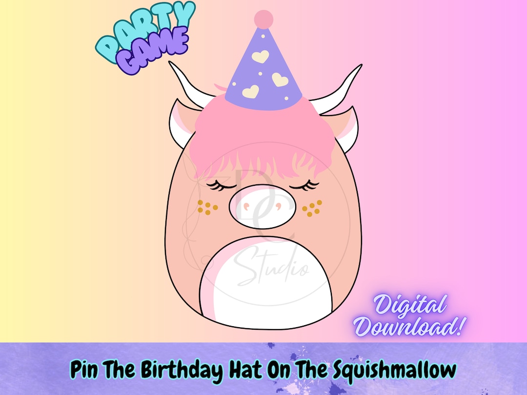 Squishmallow Birthday Party Game: Pin the Hat, Poster & Cut-outs ...