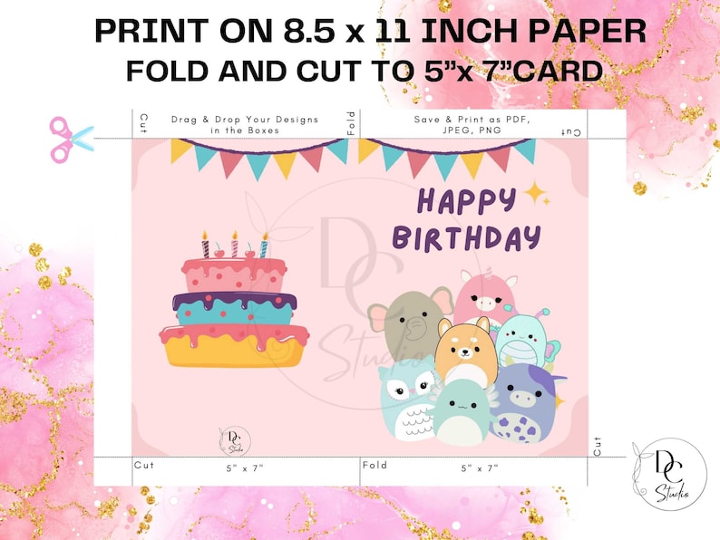 Digital Squish-mallow Birthday Card, Printable Birthday Card, Instant ...