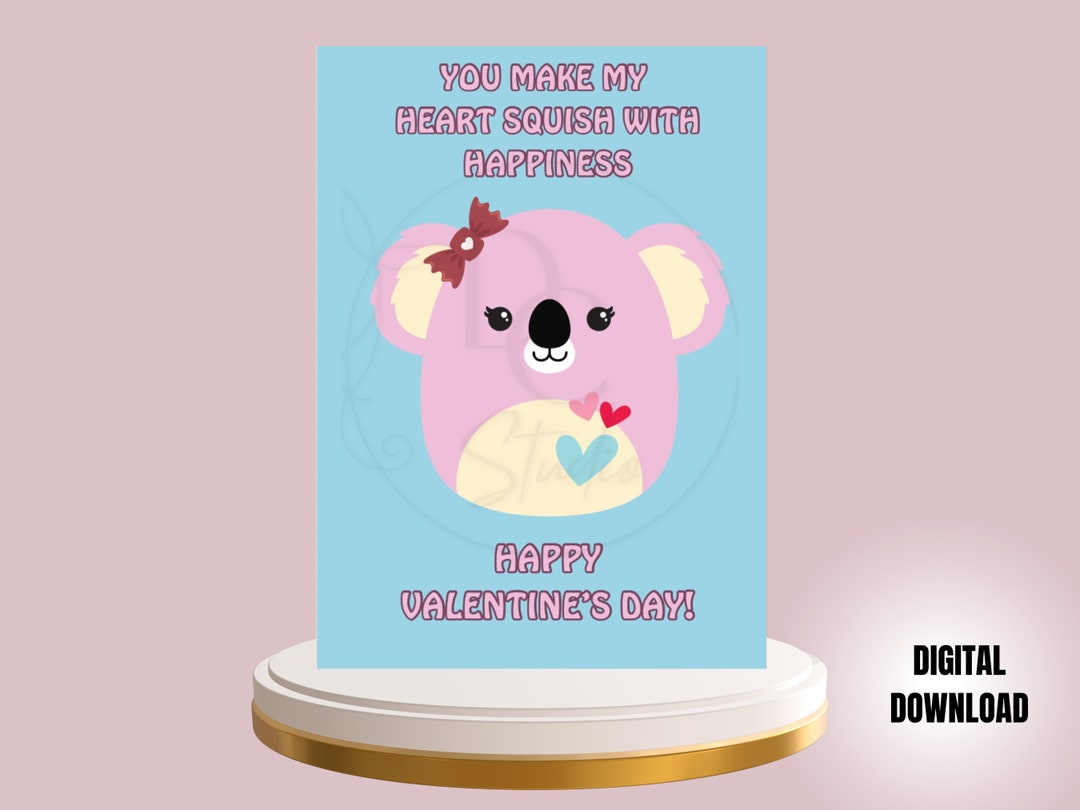 Valentine Squish-mallow Koala Digital Card Printable Valentines Card ...