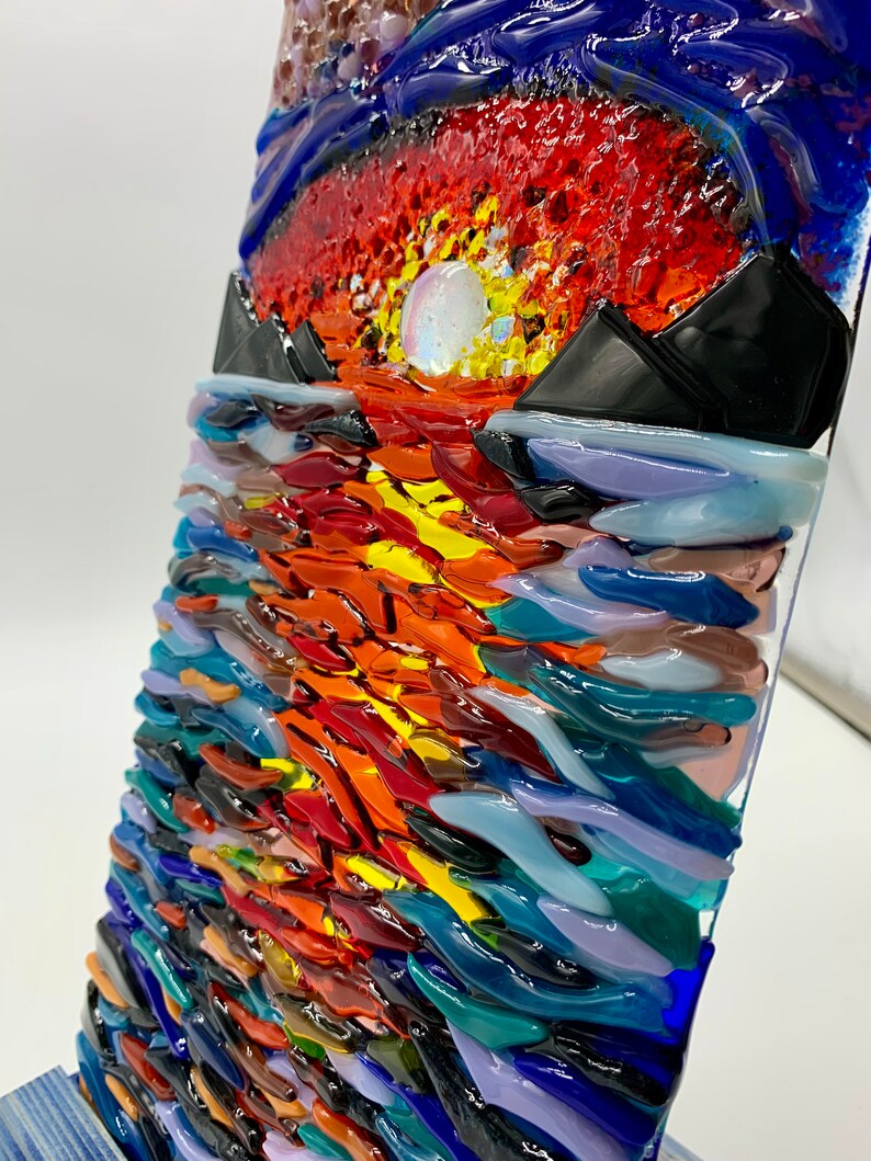 Fused Glass Art sunset Reflections - Etsy