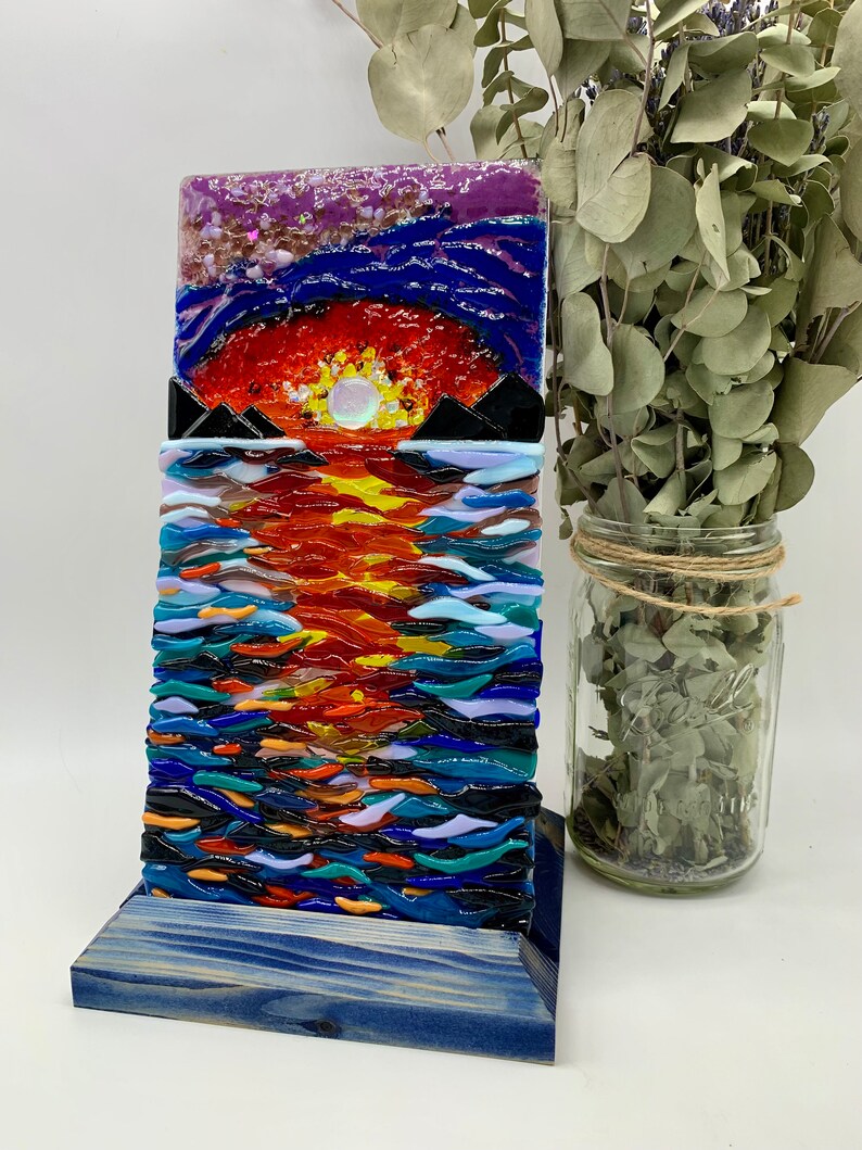 Fused Glass Art sunset Reflections - Etsy
