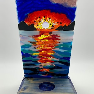 Fused Glass Art sunset Reflections - Etsy