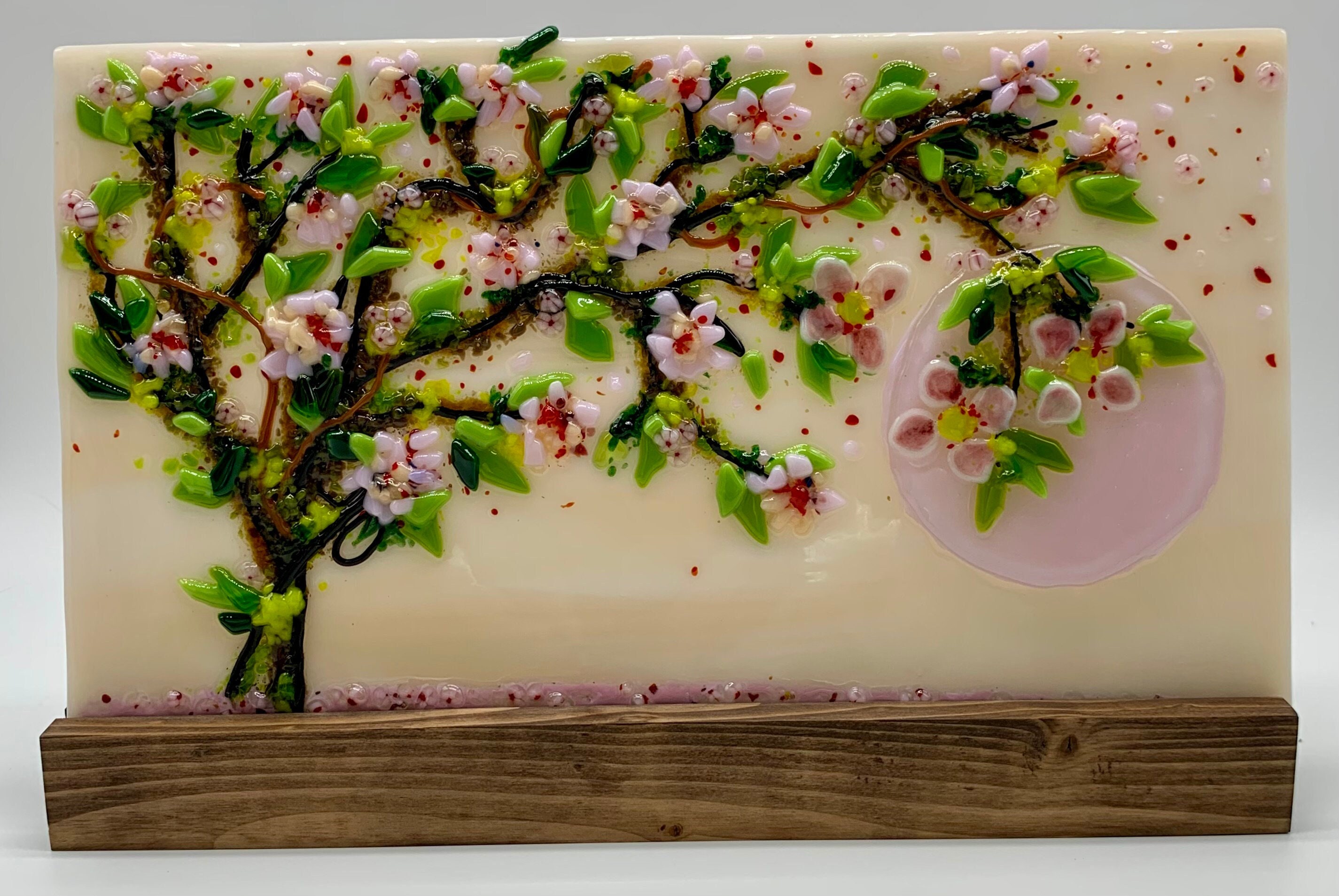 Fused Glass Art - “spring Cherry Blossoms”- Home Decor, Gift Idea, Wall ...