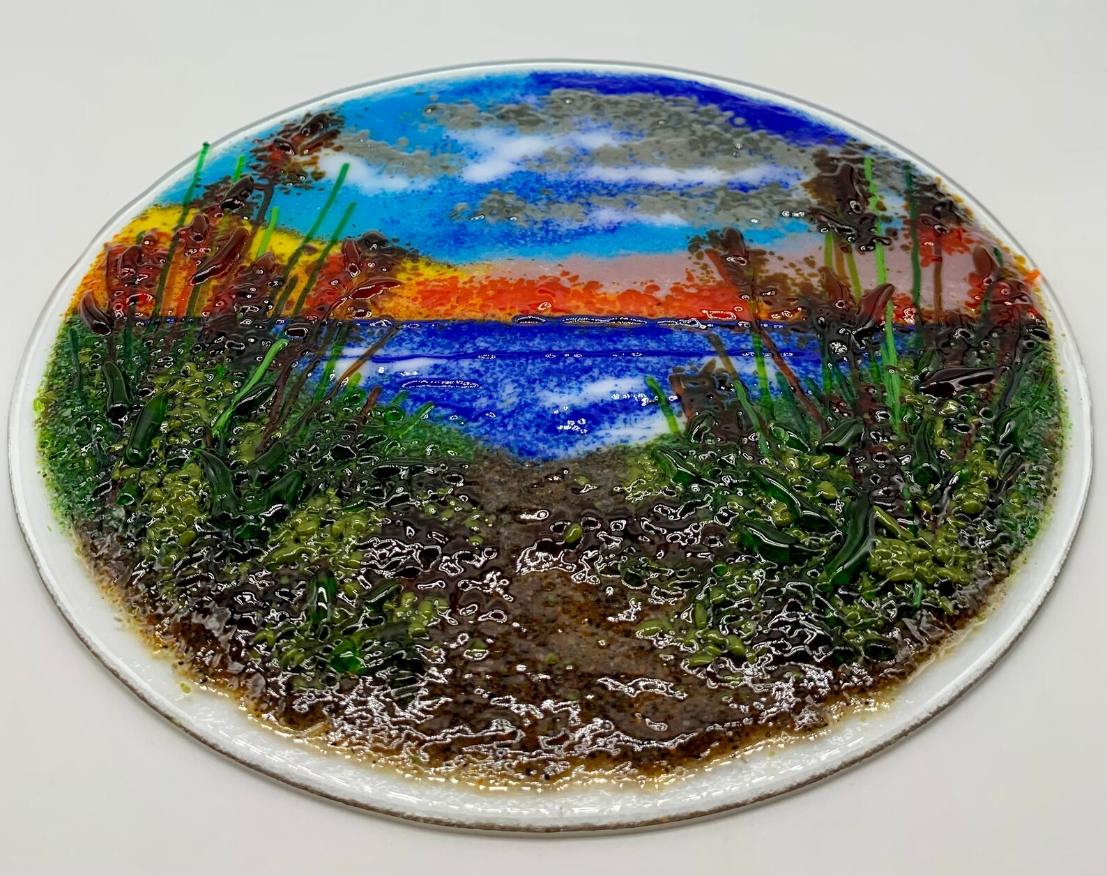 Fused Glass Art beach Sunset - Etsy