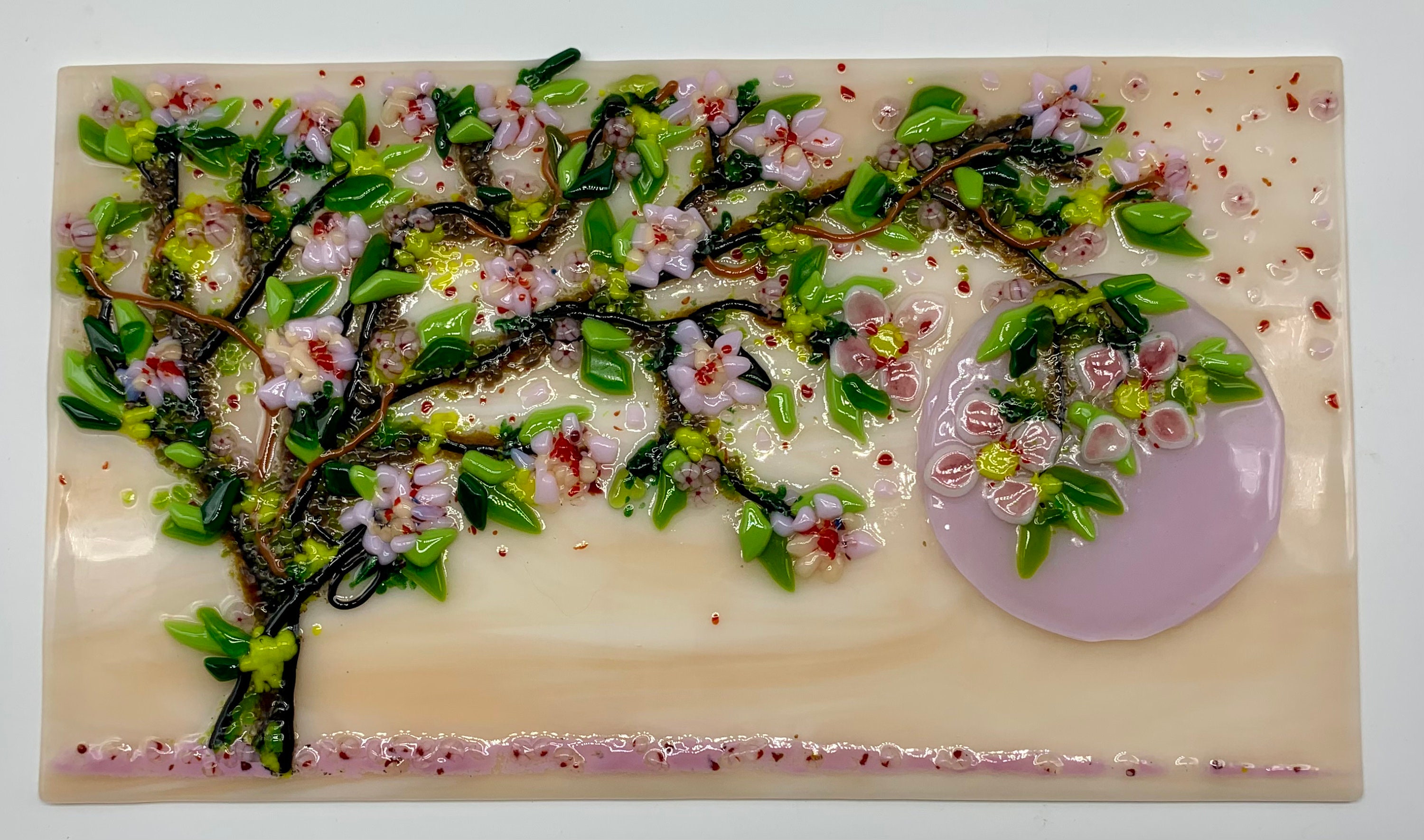 Fused Glass Art - “spring Cherry Blossoms”- Home Decor, Gift Idea, Wall ...
