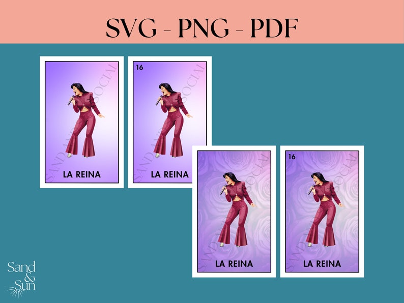 La Reina Selena Quintanilla Loteria Card 2 Varieties SVG, PNG, PDF ...