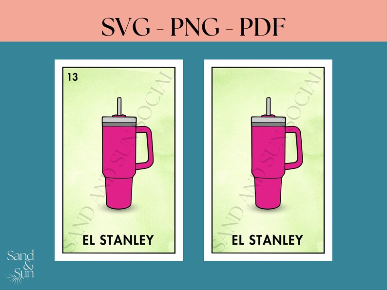 El Stanley Pink Stanley Cup Funny Loteria Card SVG, PNG, PDF Digital ...