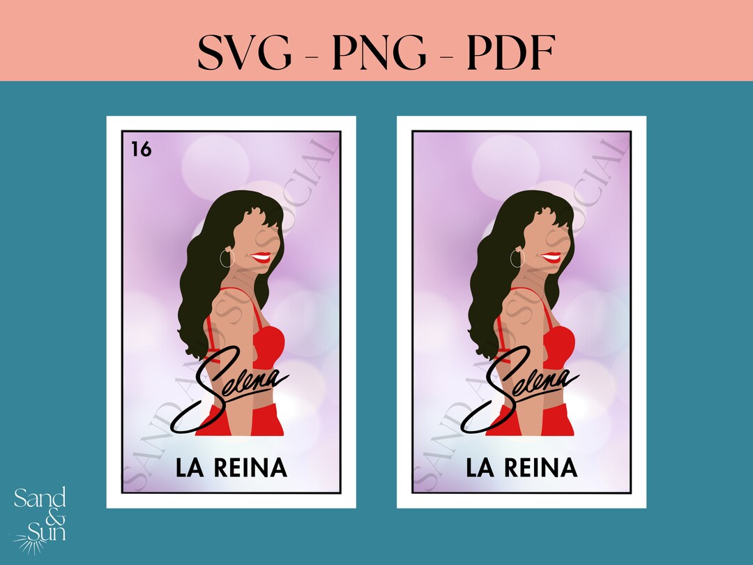 La Reina Selena Quintanilla Loteria Card - 2 Sparkle Varieties - SVG ...