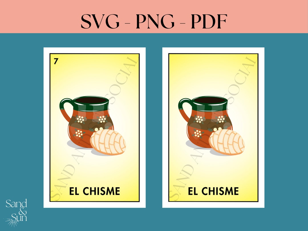 El Chisme Cafecito Y Pan Dulce Loteria Card SVG, PNG, PDF Digital File ...