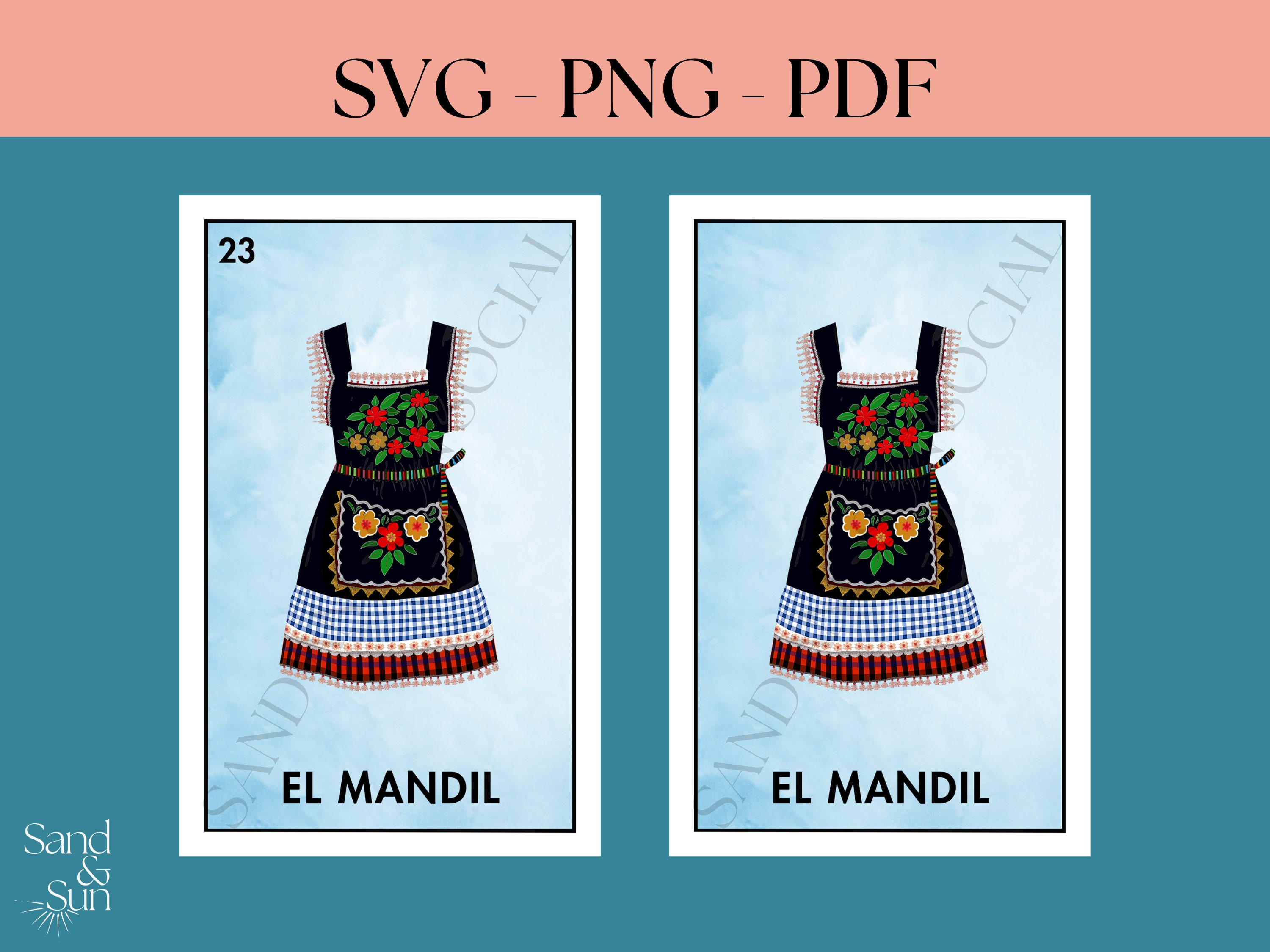 El Mandil, Mexican Apron Loteria Card SVG, PNG, PDF Digital File ...