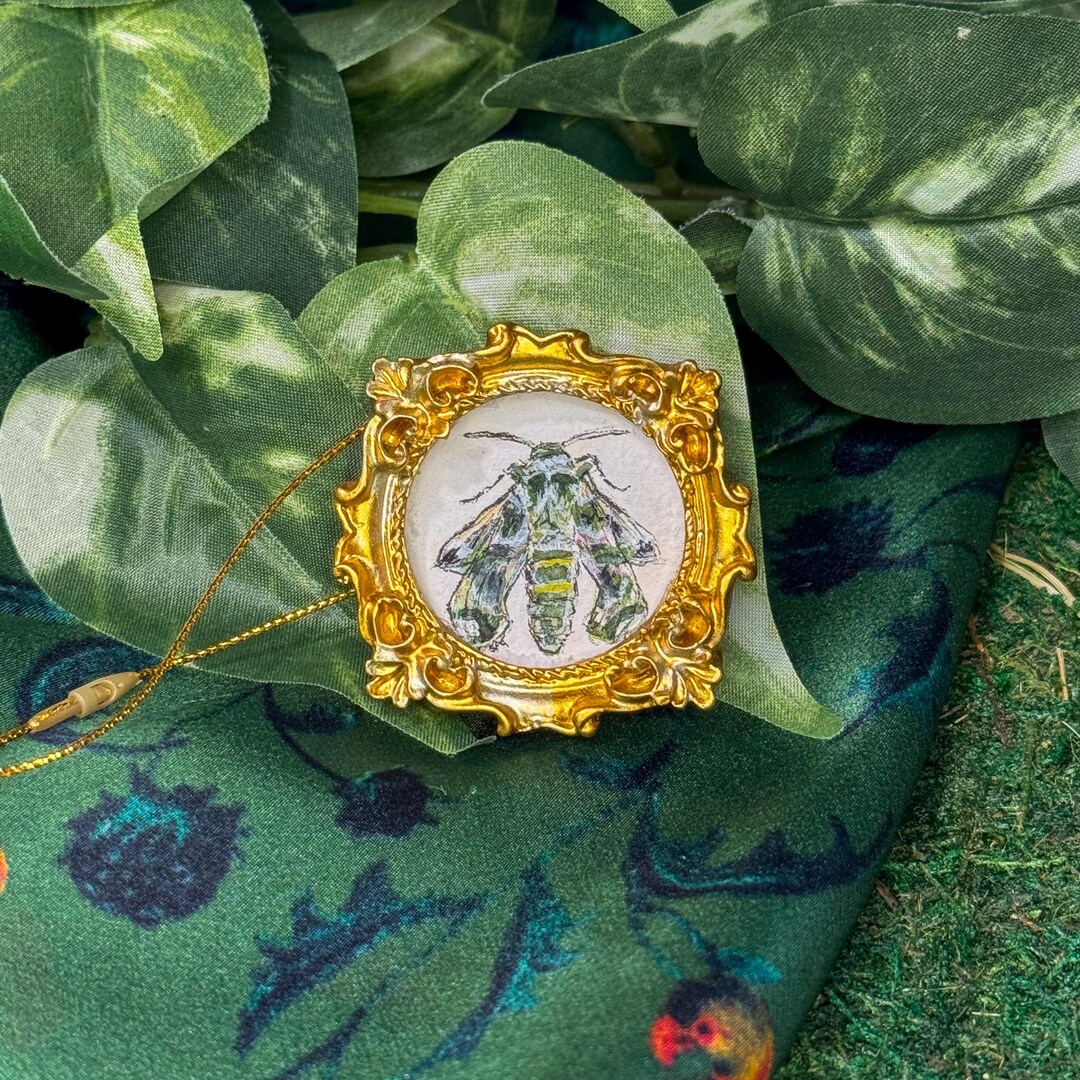 Oleander Hawk Moth Miniature Watercolor Painting - Green, Insect, Art ...