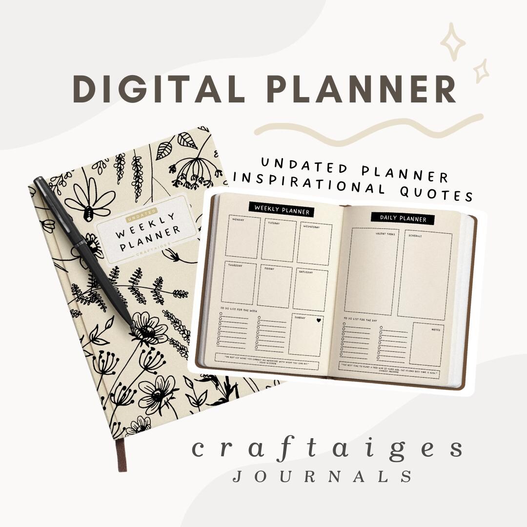 Undated Weekly Planner With Inspirational Quotes | Craftaiges Journals ...
