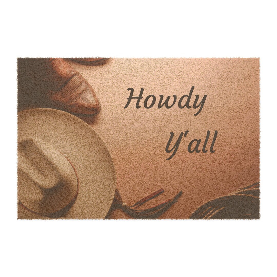 Western Cowboy Theme Western Decor Doormat Howdy Y'all Cowboy Hat Boots ...