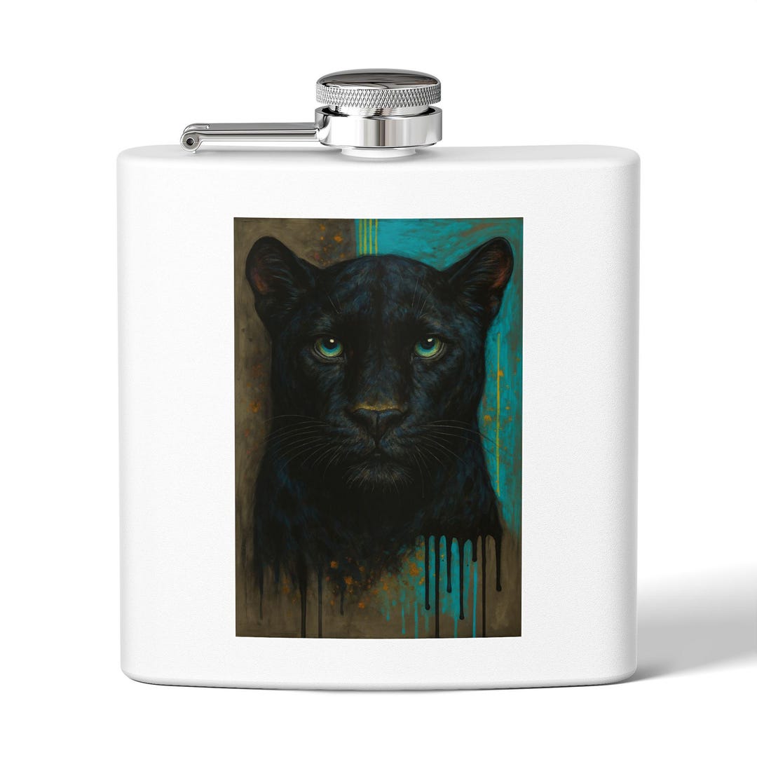 Carolina Football Inspired Panther Flask, Grunge Big Cat Hip Flask ...