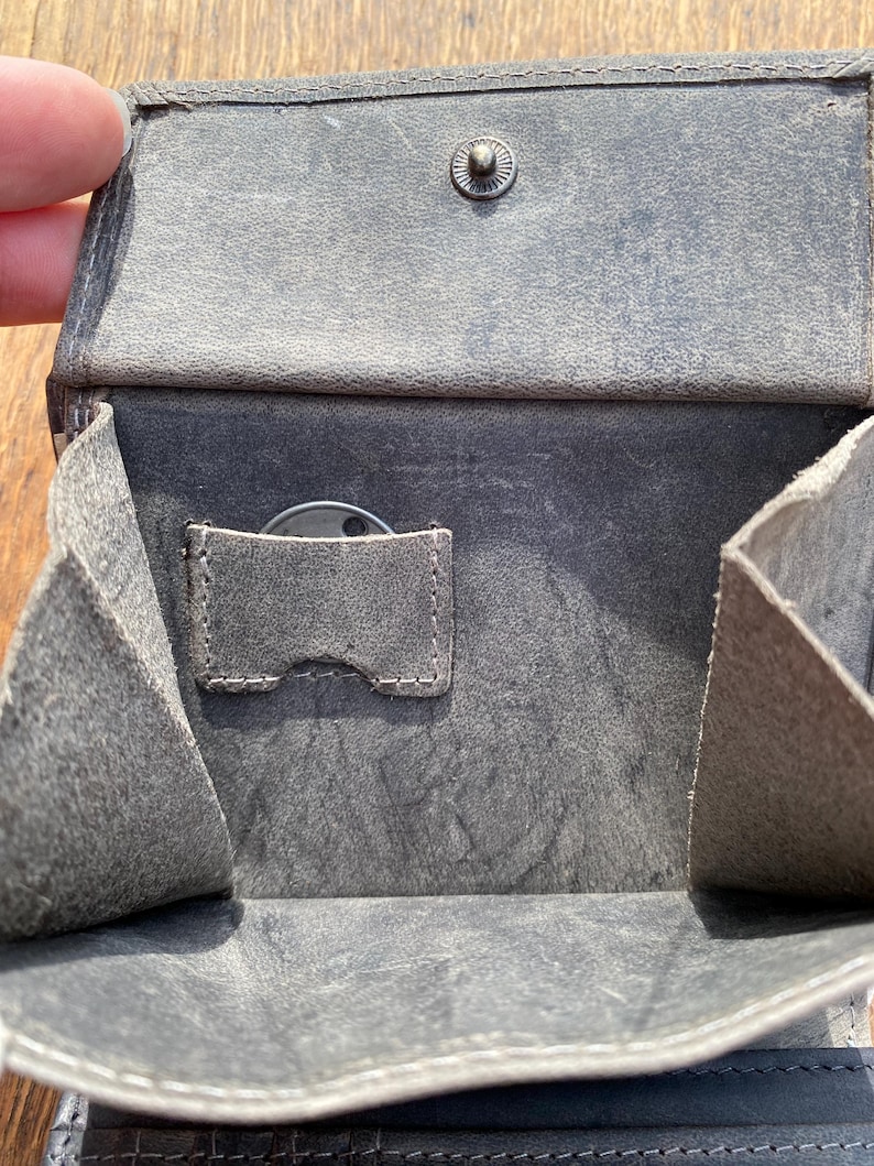 Handmade Leather Bifold Grey Wallet With Fisherman Fish Design, RFID ...