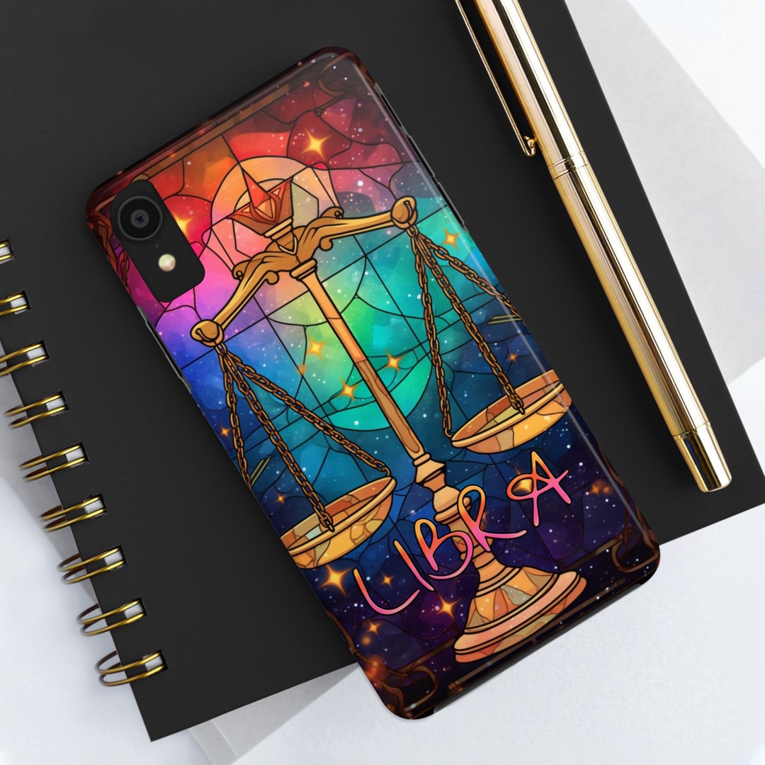 Libra Zodiac Sign, Scales of Justice, Astrology Theme, Retro Neon Colored, Tough Phone Cases ...