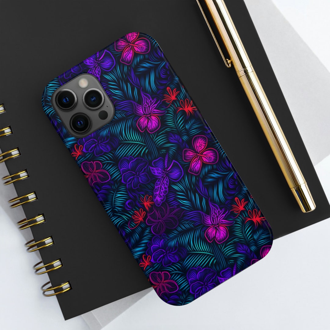 Vibrant Neon Purple and Magenta Retro Styled Tough Phone Cases, iPhone ...