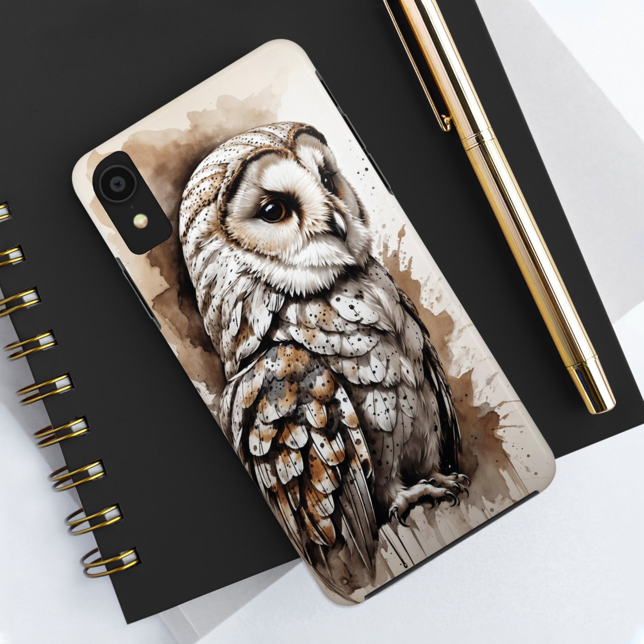 Wet Ink Drawing, Barn Owl, Profile View, Bird, Animal, Owl, Brown Black ...