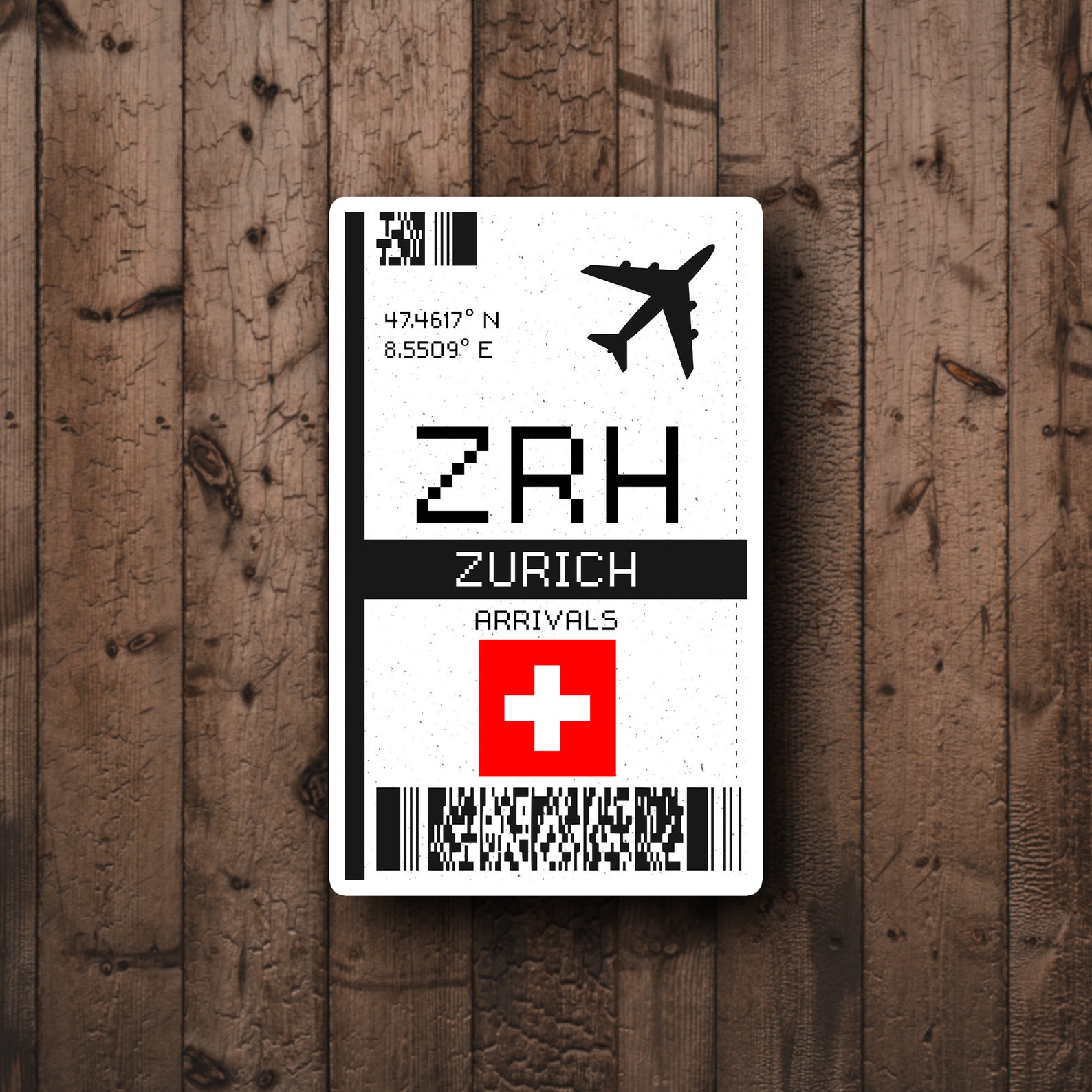 ZRH Zurich, Switzerland Boarding Pass Glossy Travel Sticker ...