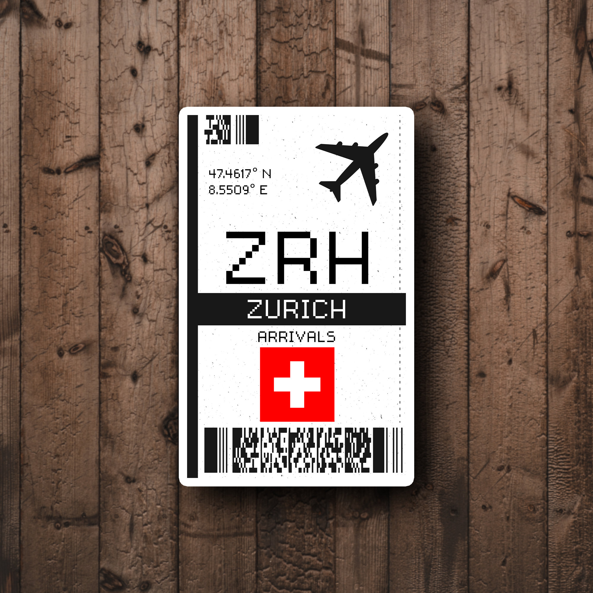 ZRH Zurich, Switzerland Boarding Pass Glossy Travel Sticker ...