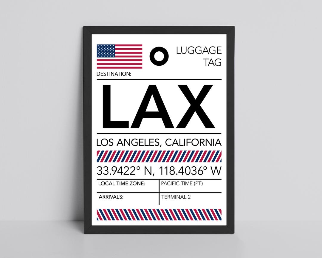 LAX Los Angeles Luggage Tag Goossy Print - California Travel Boarding ...