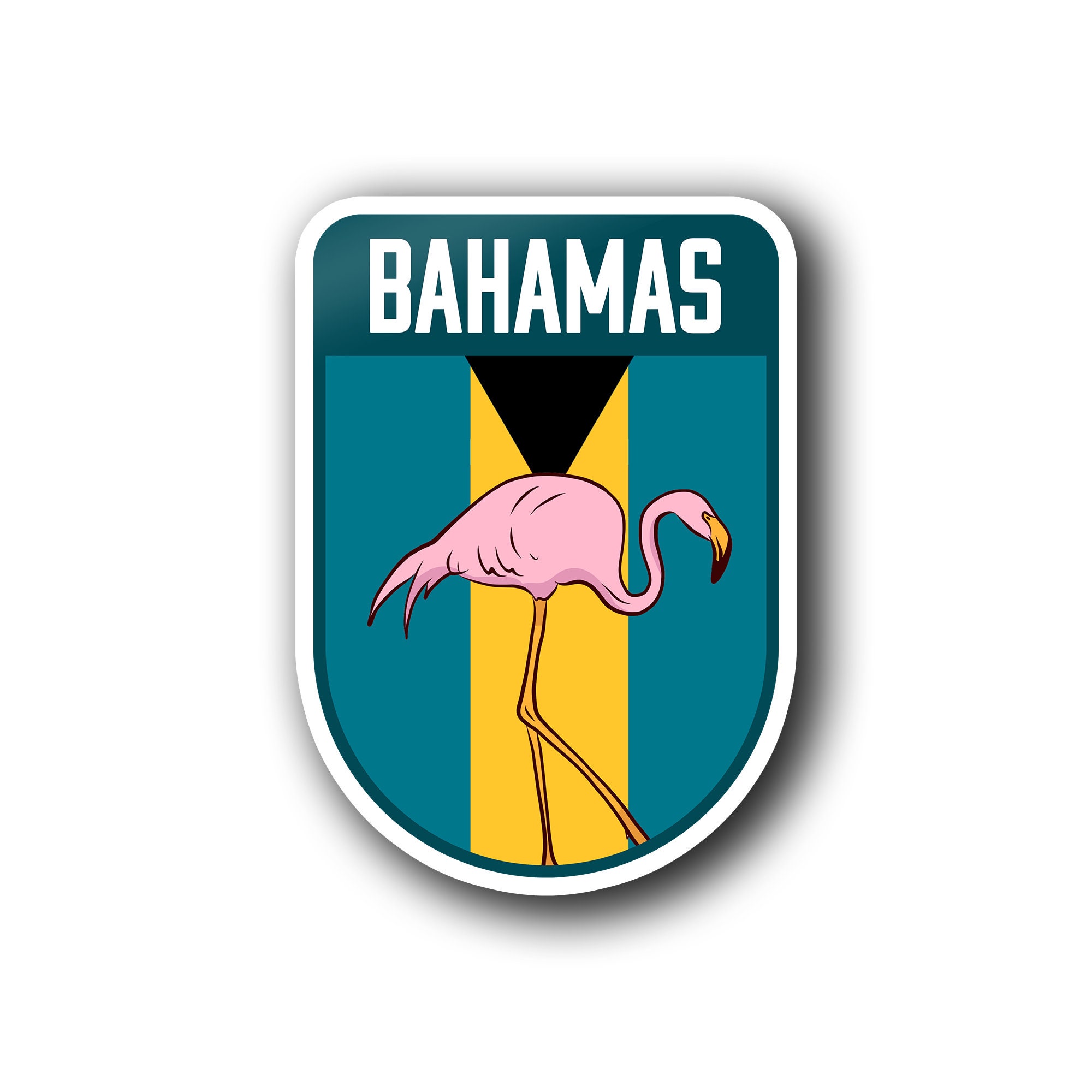 Bahamas Flag With Flamingo Glossy Travel Sticker Bahamas Animals ...